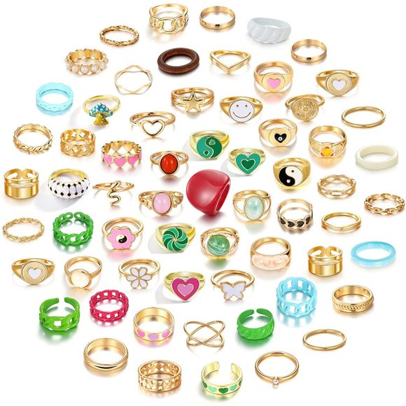 Jewelry | Women Y2k Preppy Gold Stackable Joint Finger Rings Gift For ...